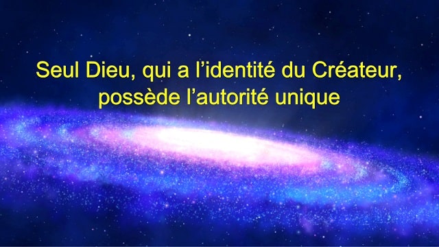Seul Dieu, qui a l’identité du Créateur, possède l’autorité unique » La ...